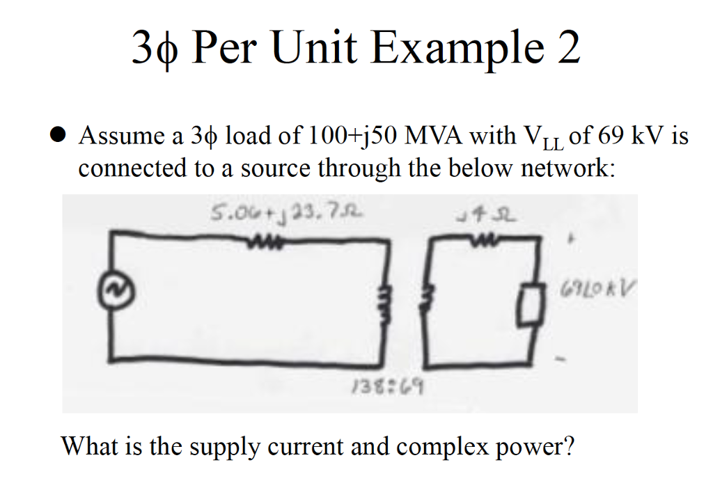 Solved Per Unit Example 2 Assume a 30 load of 100+150 MVA | Chegg.com