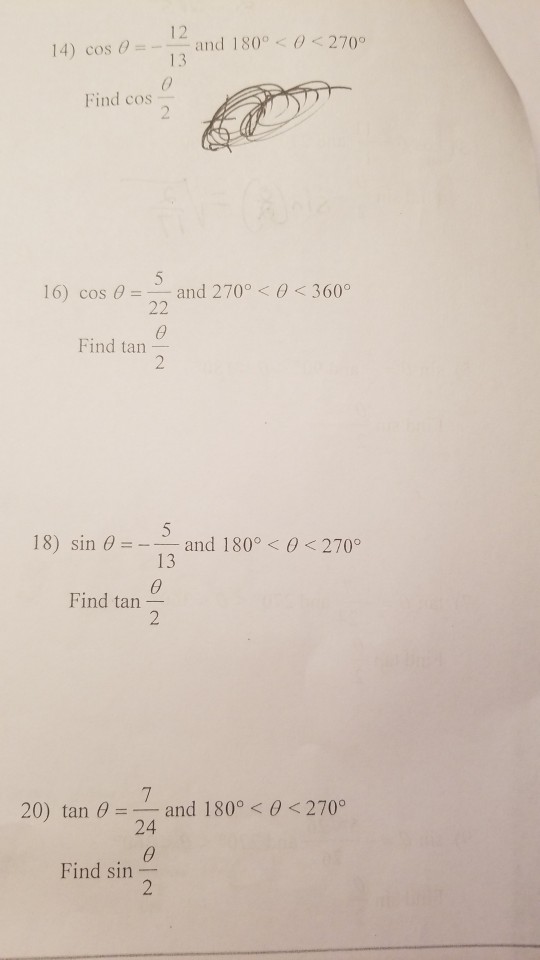 Solved 14) cos ?:--and 180°