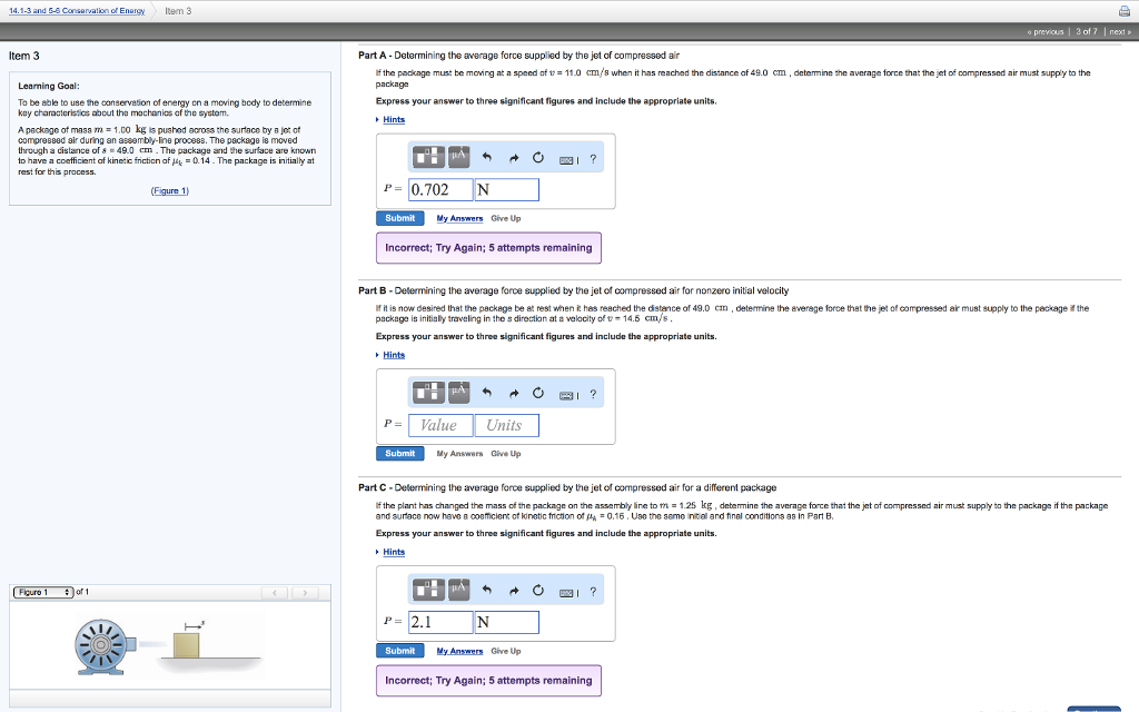 Solved and 5-5 Conservation ofEne Item 3 o previcus 3 of 7 | Chegg.com