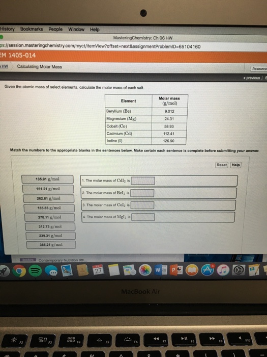 Solved Given the atomic mass of select elements. calculate | Chegg.com