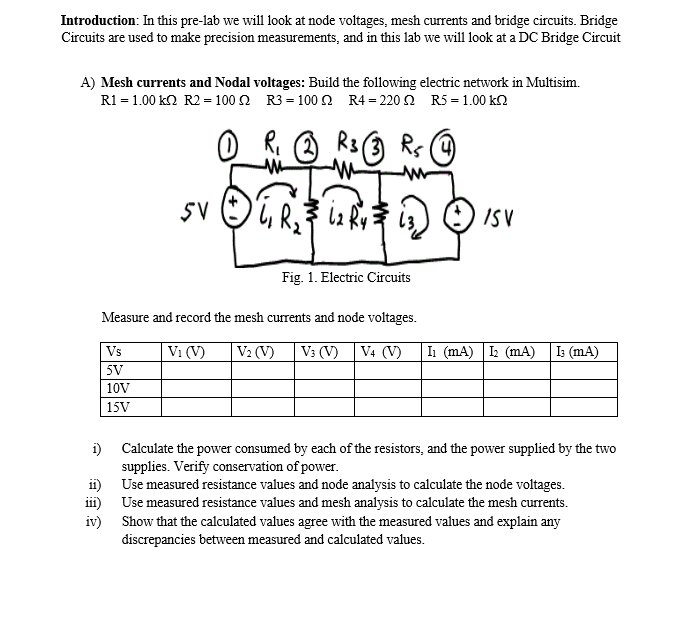 Solved 1 of 3 EE 282- Circuit I Pre-Lab 4 Node voltages, | Chegg.com