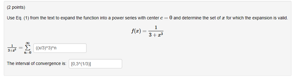 Solved From the text to expand the function into a power | Chegg.com