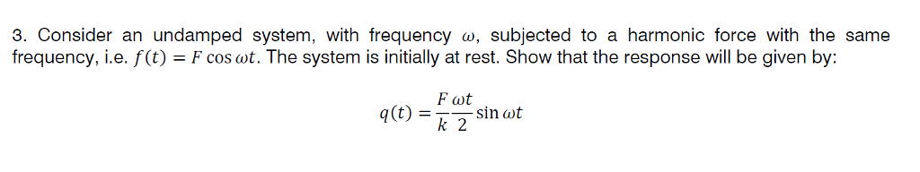 Solved 3. Consider an undamped system, with frequency w, | Chegg.com