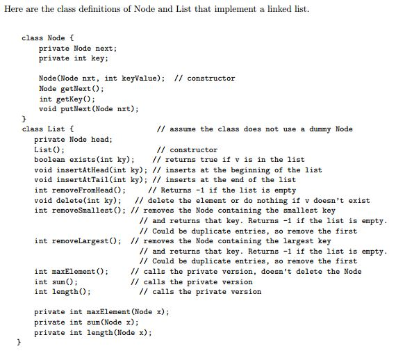 Solved Here are the class definitions of Node and List that | Chegg.com