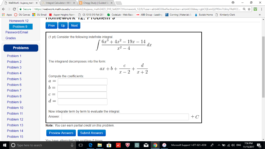 Solved WeBWork: kujawa_math xIntegral Calculetor Wit C Chegg | Chegg.com