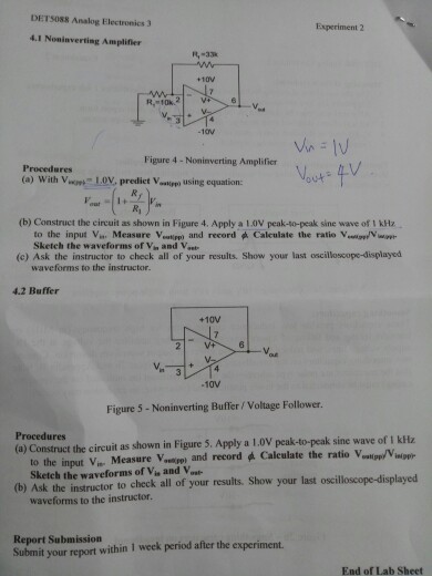 Experiment 1: Operational Amplifier as Inverting | Chegg.com