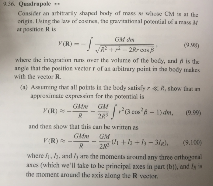 Solved 9.36. Quadrupole Consider an arbitrarily shaped body | Chegg.com