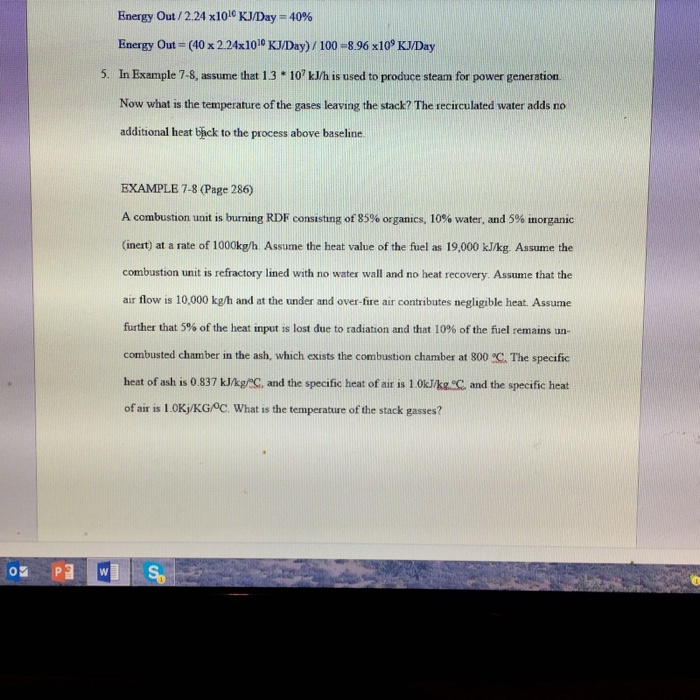 Solved In Example 7-8, assume that 1.3 * 10^7 kJ/h is used | Chegg.com