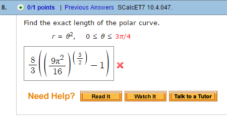 Solved Find the exact length of the polar curve. r = | Chegg.com