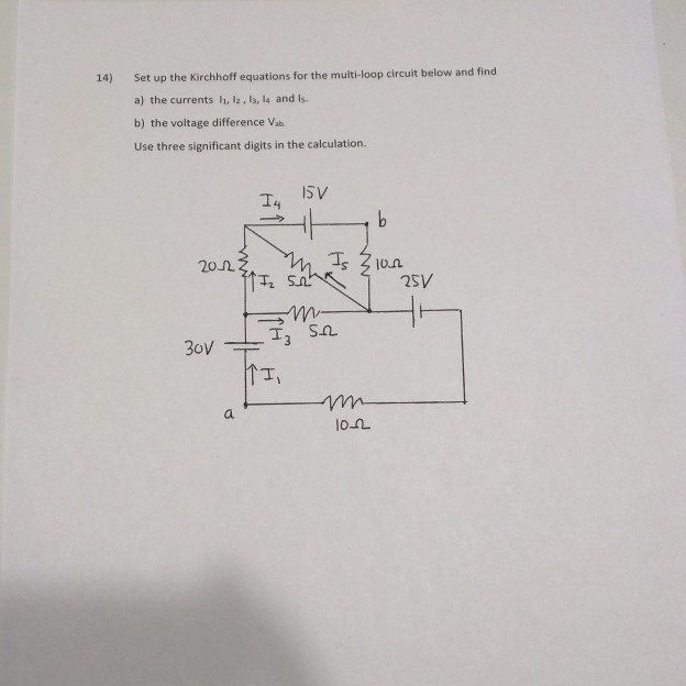 Solved Set up the Kirchhoff equations for the multi-loop | Chegg.com