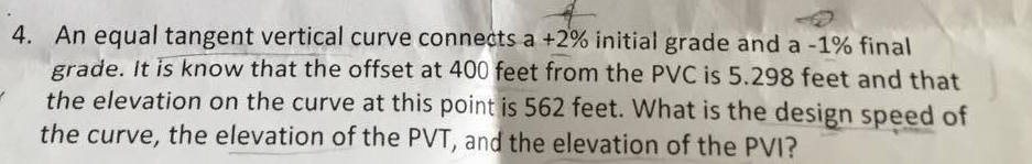 Solved An equal tangent vertical curve connects a +2% | Chegg.com
