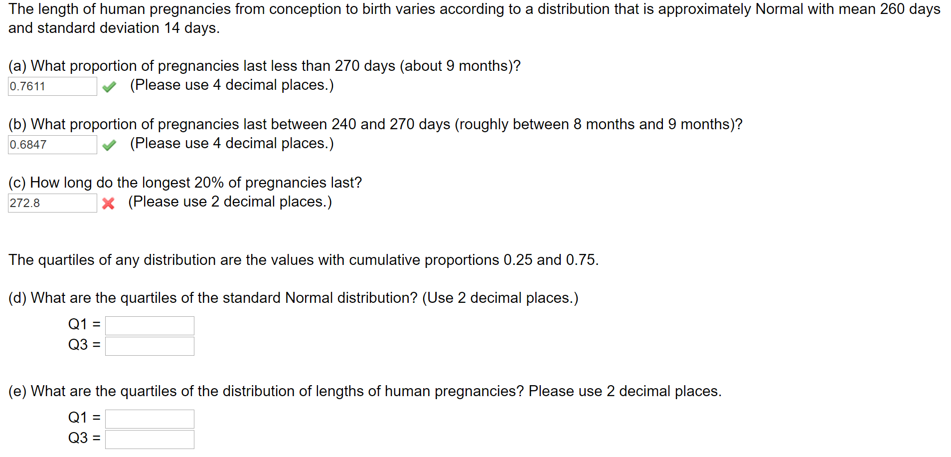 Solved The length of human pregnancies from conception to | Chegg.com
