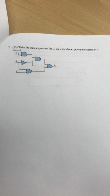 Solved 7. (15) Write the logic expression for D, use truth | Chegg.com