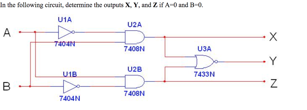 Solved In the following circuit, determine the outputs X, Y, | Chegg.com