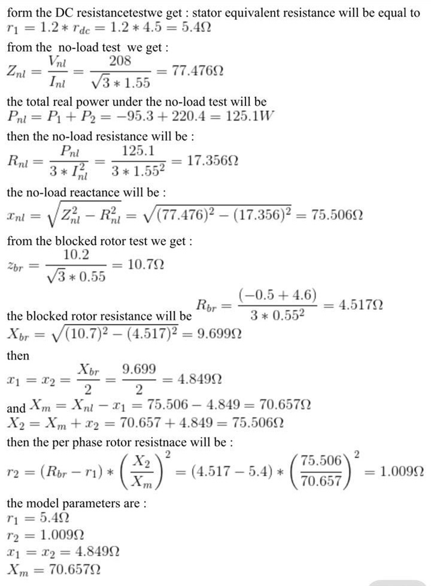 Solved From the model calculated from the dc resistance | Chegg.com
