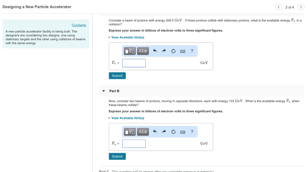Solved Designing a New Particle Accelerator 2 of 4 > | Chegg.com