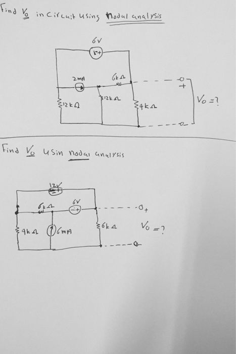 Solved Find V_0 in circuit using nodal analysis Find V_0 u | Chegg.com