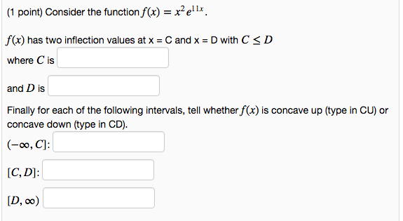 Solved (1 point) Consider the function f(x) -x-e f(x) has | Chegg.com
