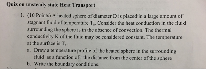 Solved A heated sphere of diameter D is placed in a large | Chegg.com