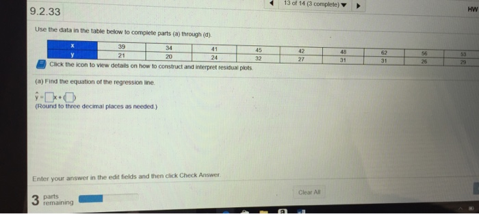 Solved Use the data in the table below to complete parts (a) | Chegg.com
