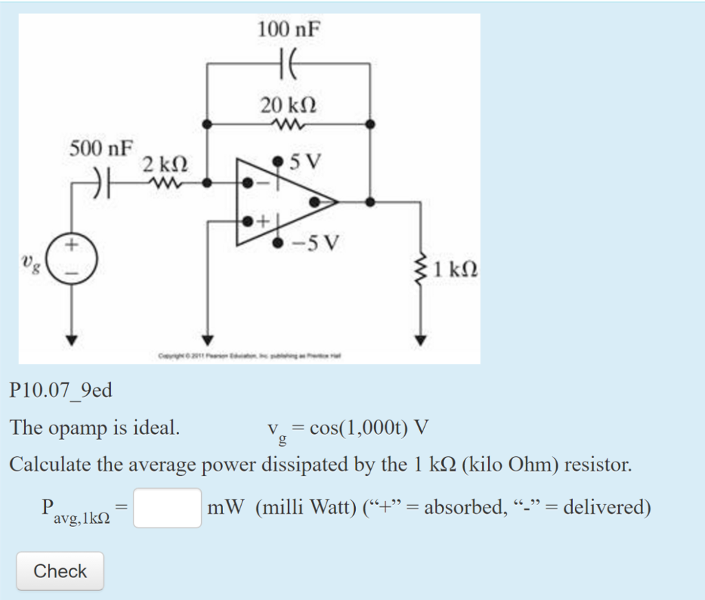 Solved Calculate the average power dissipated by the 1 k ohm | Chegg.com