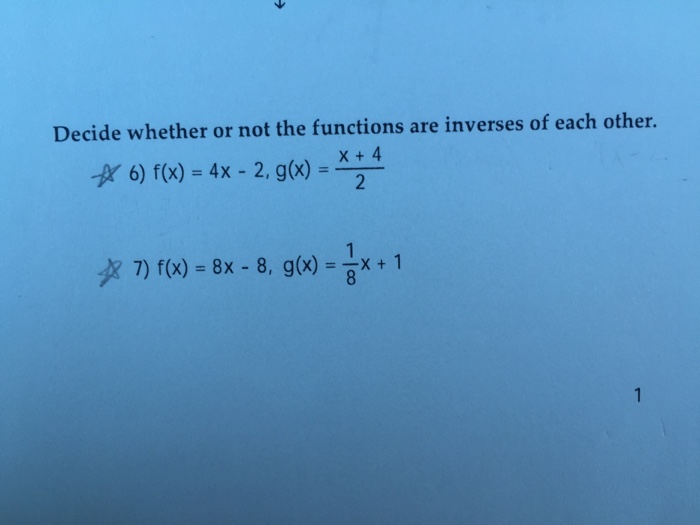 Solved Decide whether or not the functions are inverse of | Chegg.com