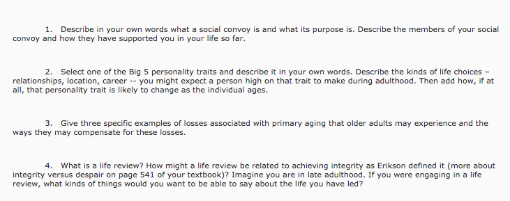 Solved 1. Describe in your own words what a social convoy is | Chegg.com