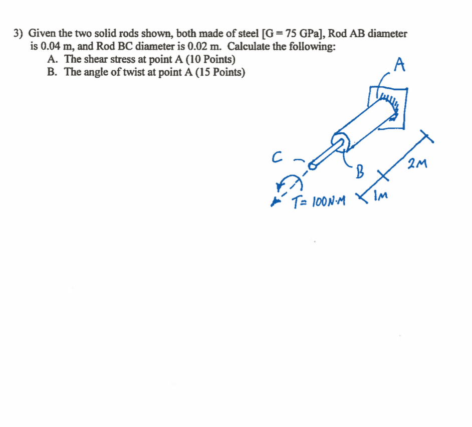 Solved 3) Given the two solid rods shown, both made of steel | Chegg.com