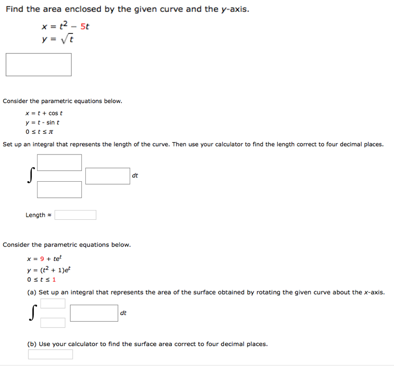 Solved Find the area enclosed by the given curve and the | Chegg.com