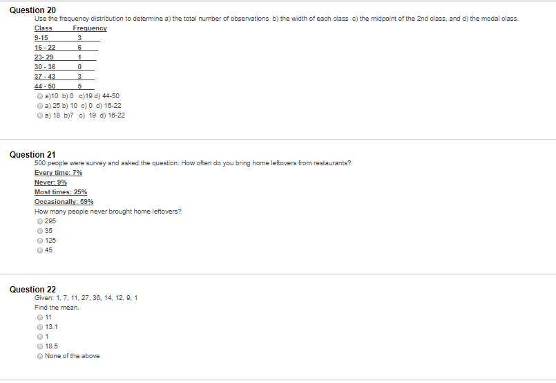 Solved Question 20 Use the frequency distribution to | Chegg.com
