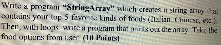 Solved Write A Program Stringarray Which Creates A String 7125
