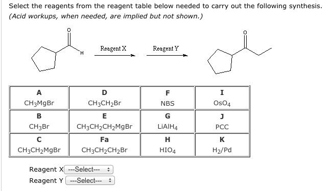 Solved Select the reagents from the reagent table below | Chegg.com