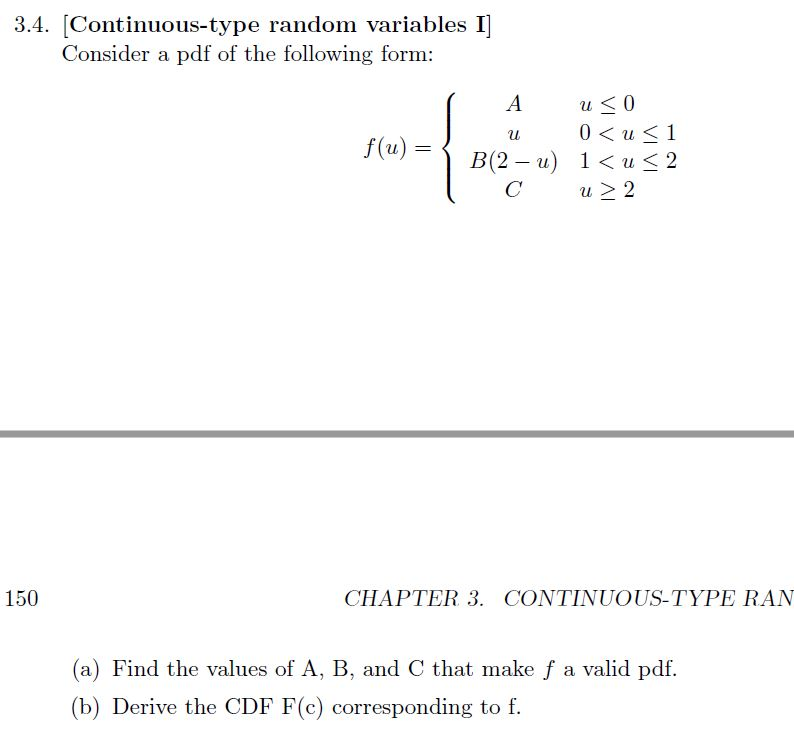 Solved 3.4. [Continuous-type random variables I Consider a | Chegg.com