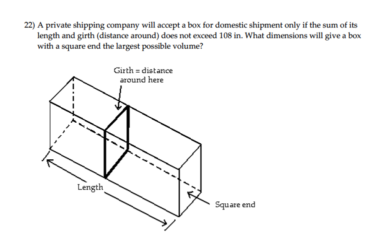 Solved A private shipping company will accept a box for | Chegg.com