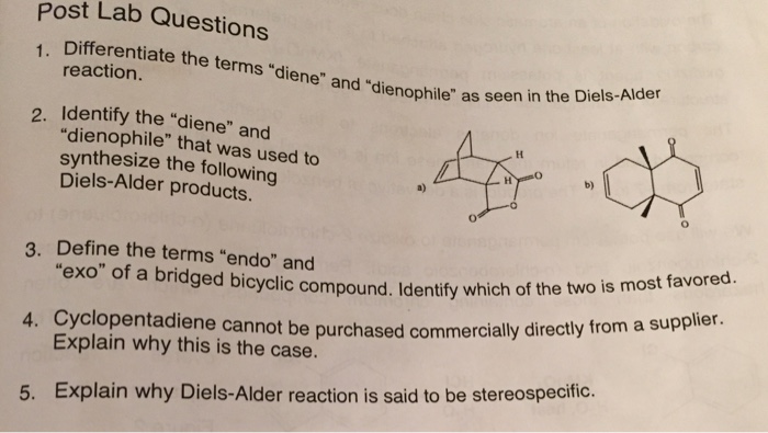 Solved Differentiate the terms "diene" and "dienophile" as | Chegg.com