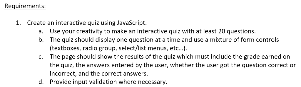 Solved How to create a dynamic quiz with 3 questions in | Chegg.com