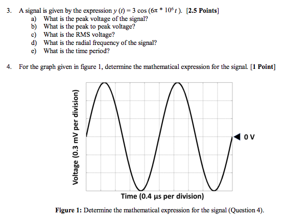 Solved 3. A signal is given by the expression y (0-3 cos (6π | Chegg.com