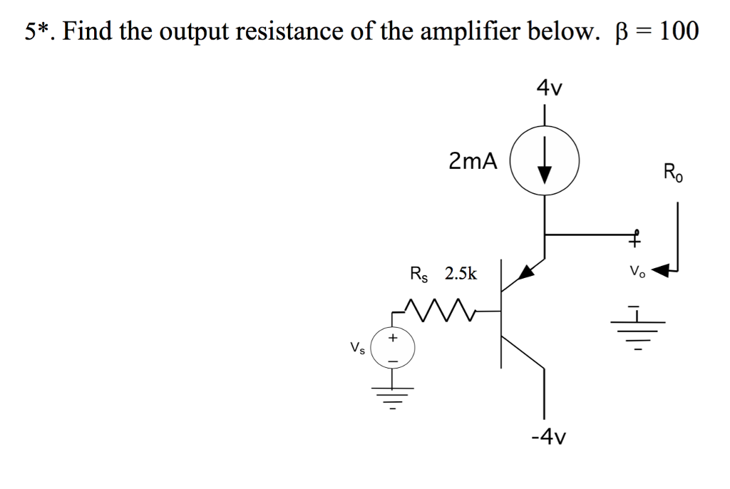 Solved Find the output resistance of the amplifier below. | Chegg.com