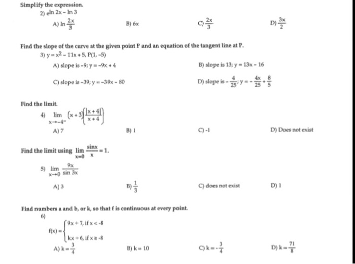 Solved Please circle the correct answer for EACH of the | Chegg.com