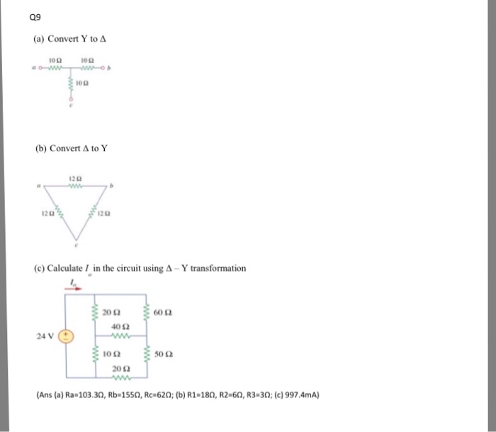 Solved Convert Y to Delta Convert Delta to Y Calculate I_o | Chegg.com