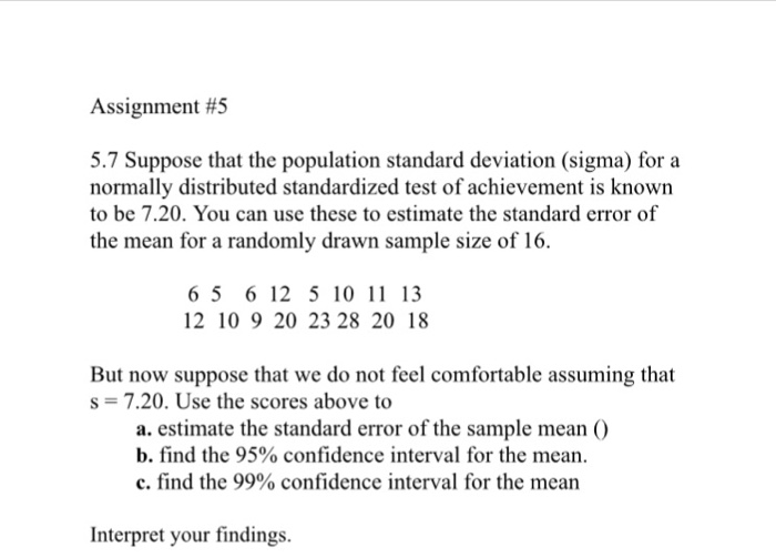Solved Assignment #5 5.7 Suppose that the population | Chegg.com