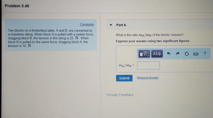 Solved Problem 5.46 Constants Part A Two blocks on a | Chegg.com