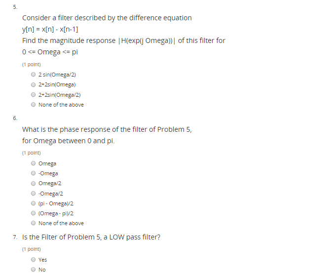 Solved Consider a filter described by the difference | Chegg.com
