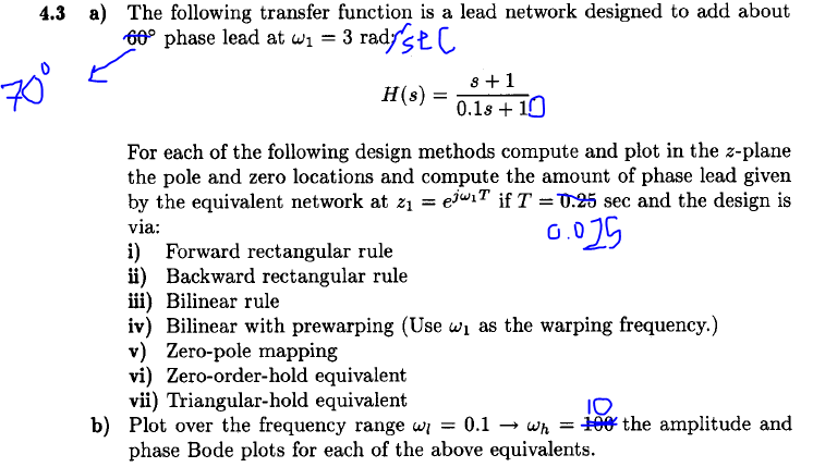 Solved A) The following transfer function is a lead network | Chegg.com