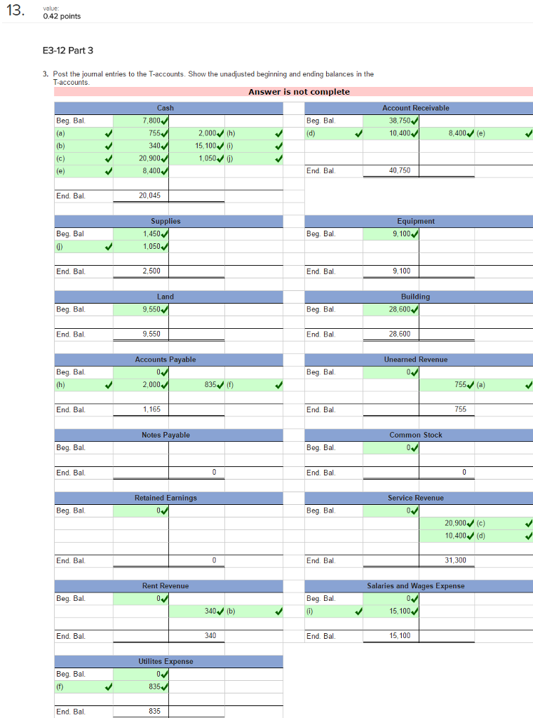 Solved What am I missing in the T-accounts of E3-12 Part | Chegg.com