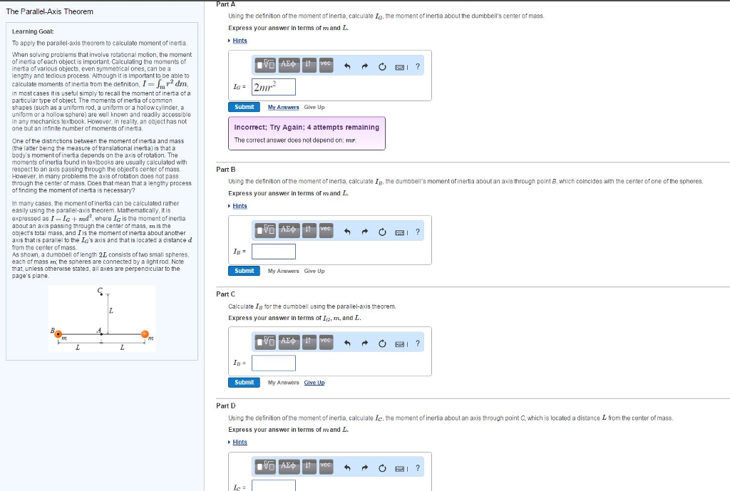 Solved The Parallel-Axis Theorem Learning Goal: To apply the | Chegg.com
