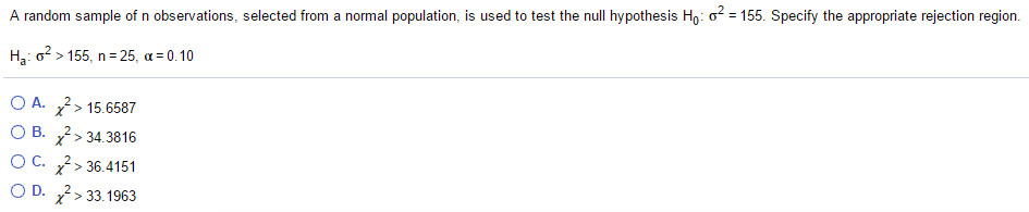 Solved A Random Sample Of N Observations Selected From A