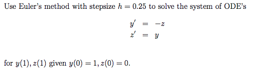 Use Euler's method with stepsize h = 0.25 to solve | Chegg.com