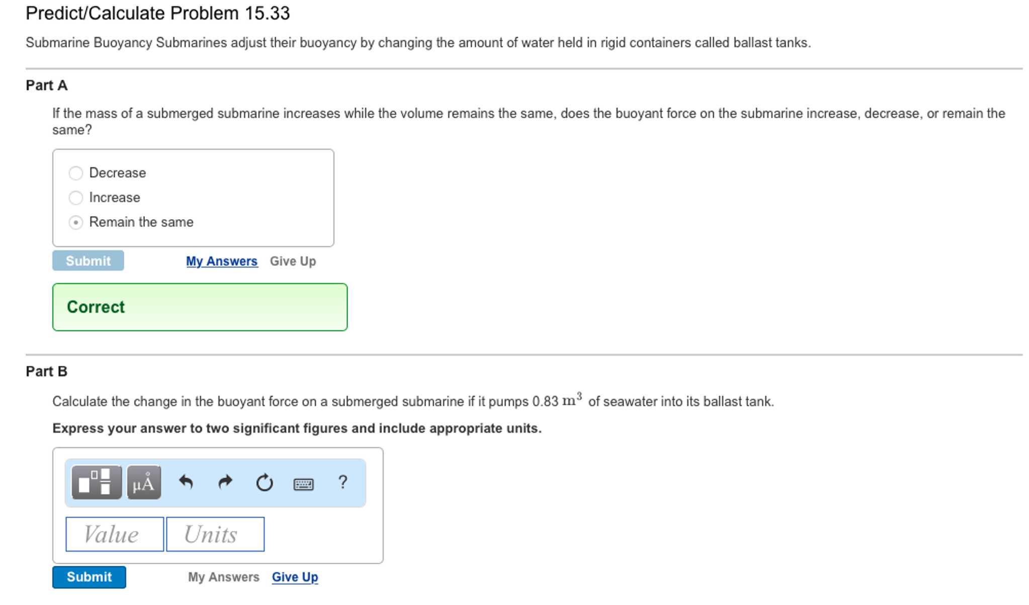 Solved Submarine Buoyancy Submarines adjust their buoyancy | Chegg.com
