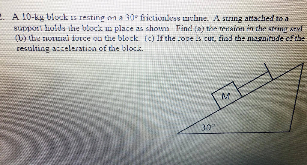 Solved A. 10-kg block is resting on a 30 degree frictionless | Chegg.com